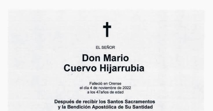 Reinoso de Cerrato: Fallecimiento de Mario Cuervo Hijarrubia.