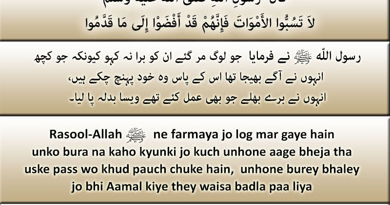 Only-Quran-Hadith: Hadith : jo log mar gaye unko bura na kaho